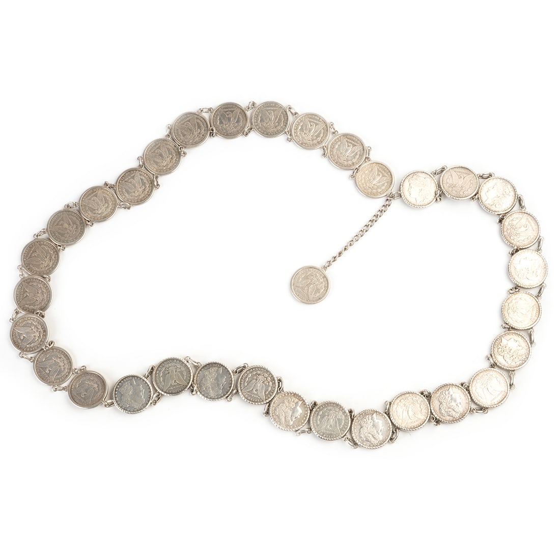 Two U.s. Silver Morgan Dollar Coin Belts. Auction