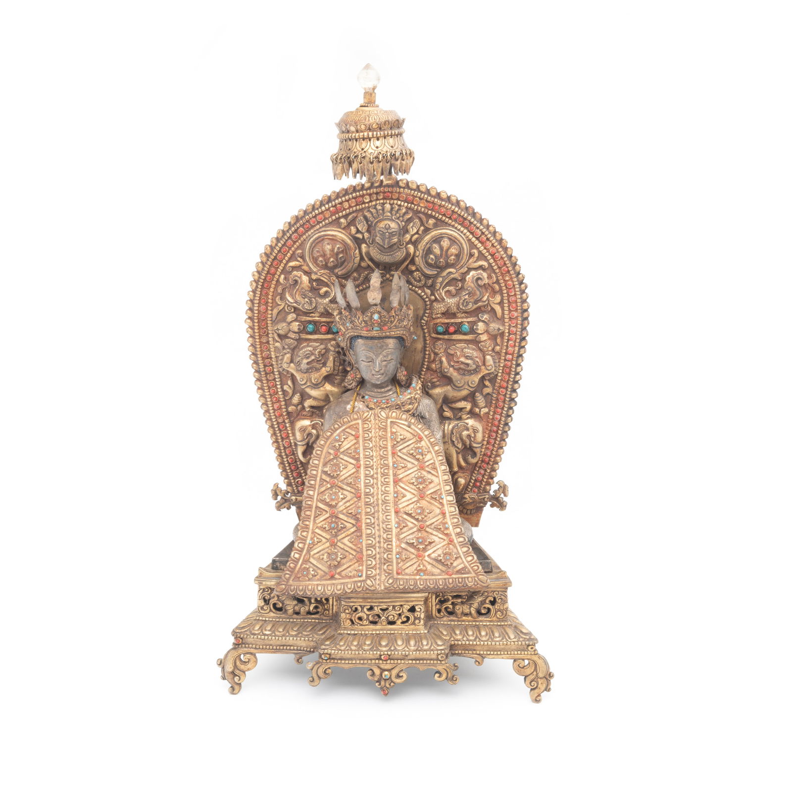 Sino-tibetan Gilt And Overlaid Jowo Rinpoche Statue Auction
