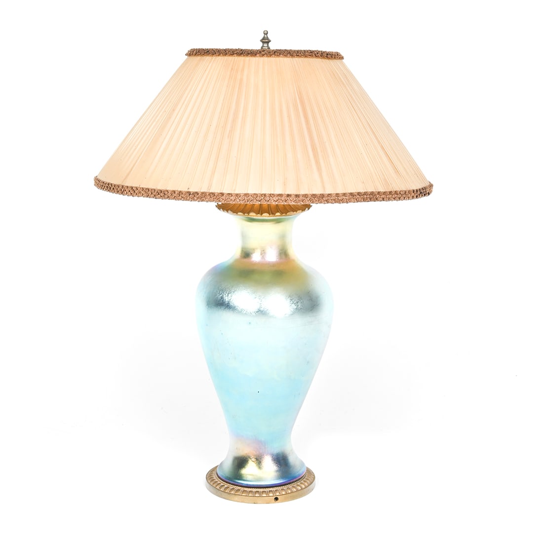 Steuben Style Iridescent Blue Glass Table Lamp Auction