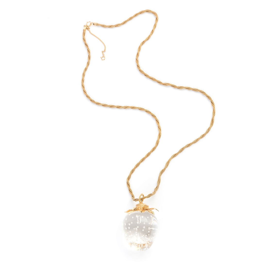 Steuben Glass 14k Yellow Gold Strawberry Necklace Auction