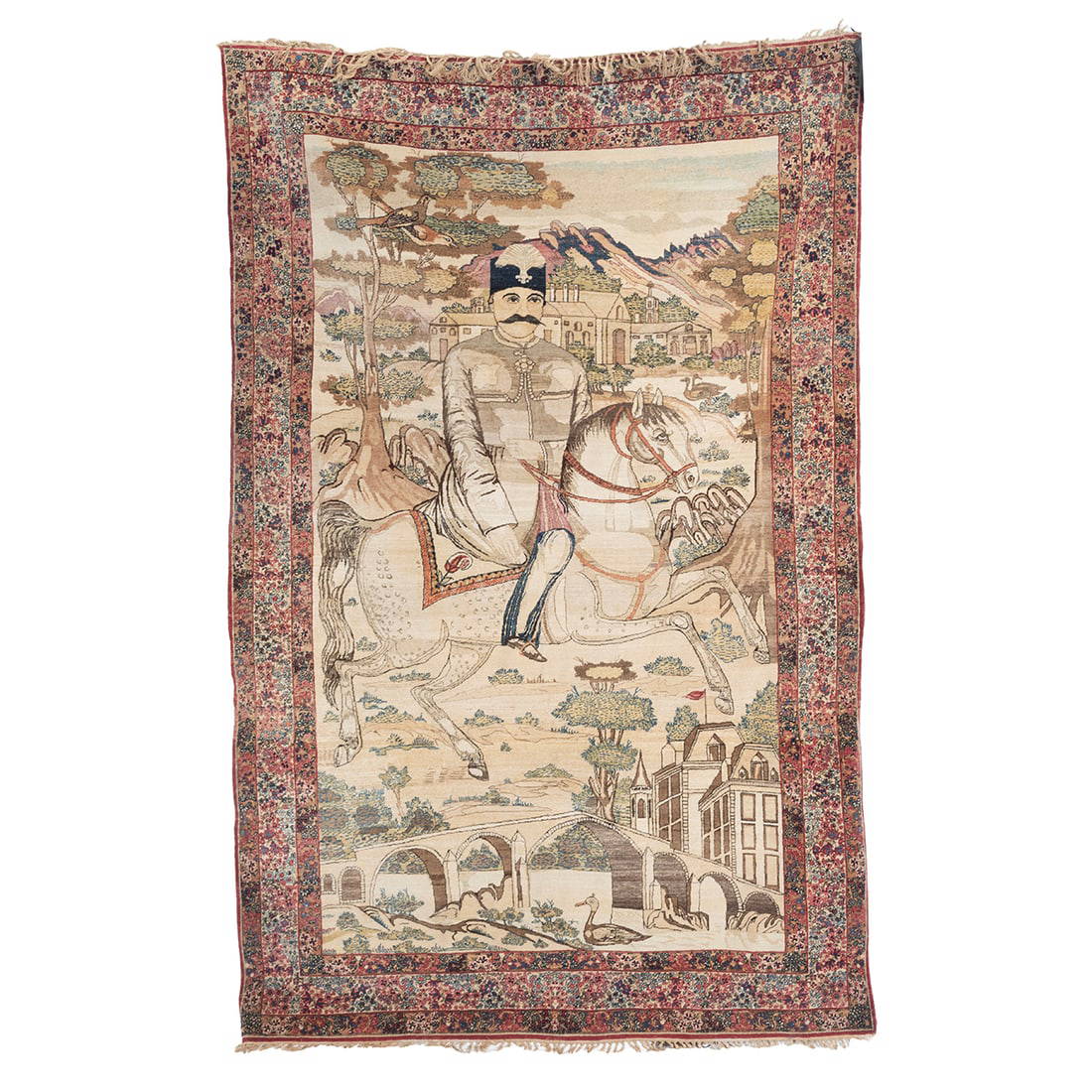 Kerman Pictorial Rug, Naser Al-din Shah Qajar Auction