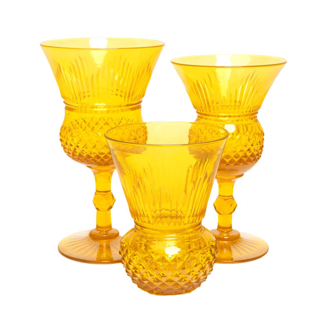 Set Of Amber Cut Glass Stems And Tumblers Auction