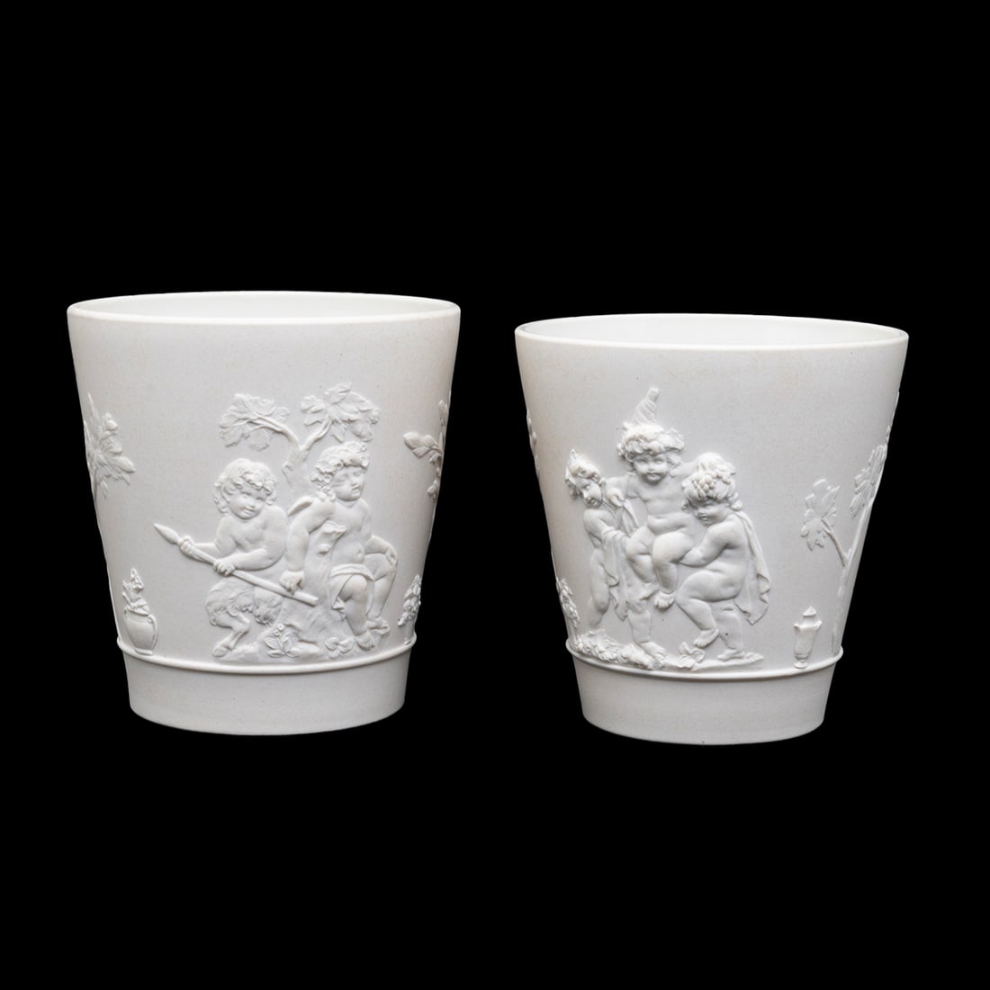 Two Wedgwood Pottery Bisque Cache Pots Auction