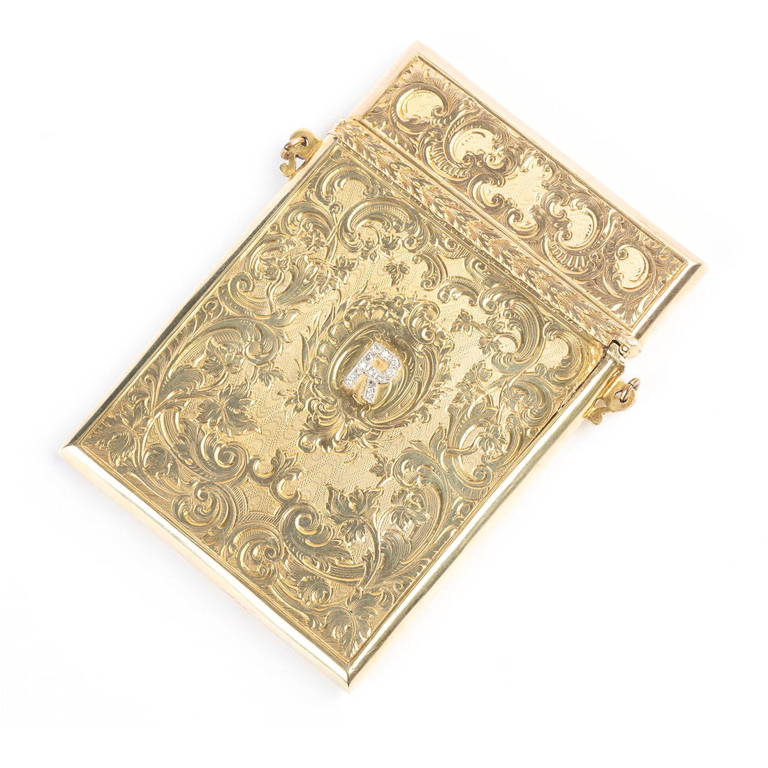 Diamond, 14k Yellow Gold Card Case. Auction