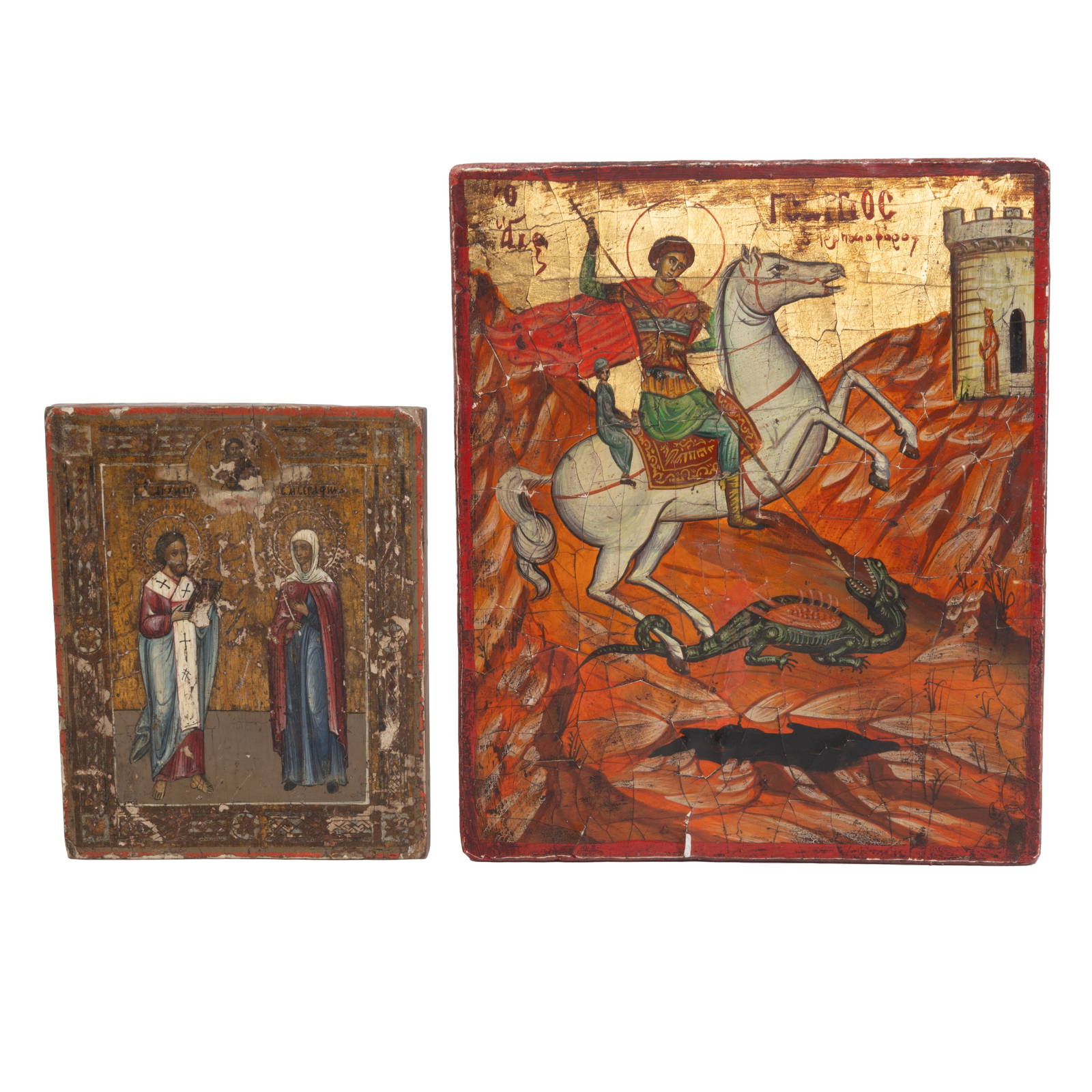 Two 19th Century Eastern Orthodox Icons Incl St George Auction