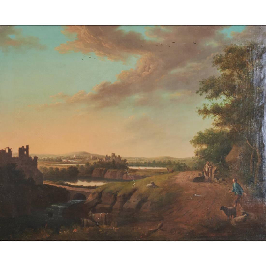 Attrib. To George Barret, Jr., Landscape, Oil On Canvas Auction