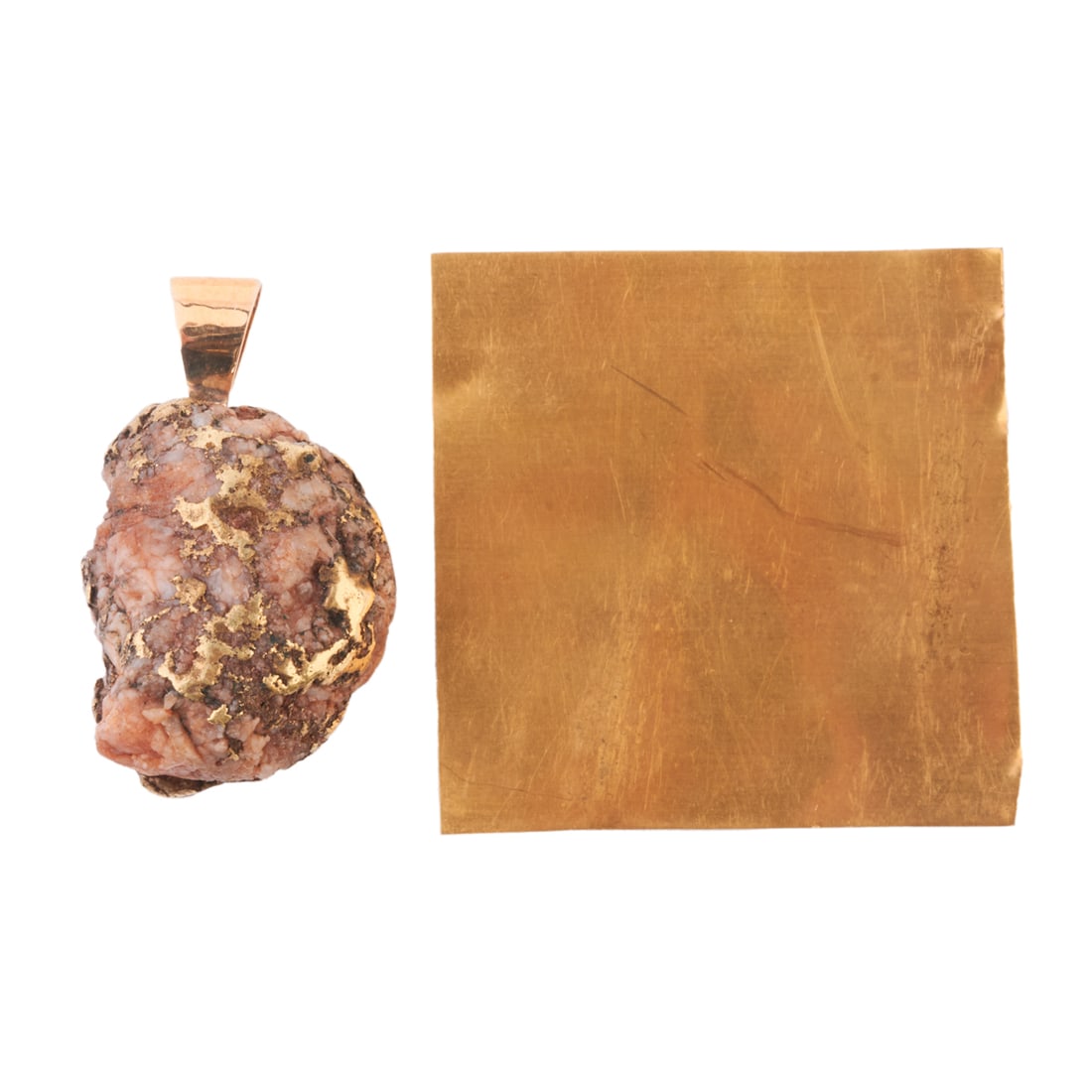 Gold-n-quartz, 14k Gold Pendant With 24k Sheet Gold. Auction