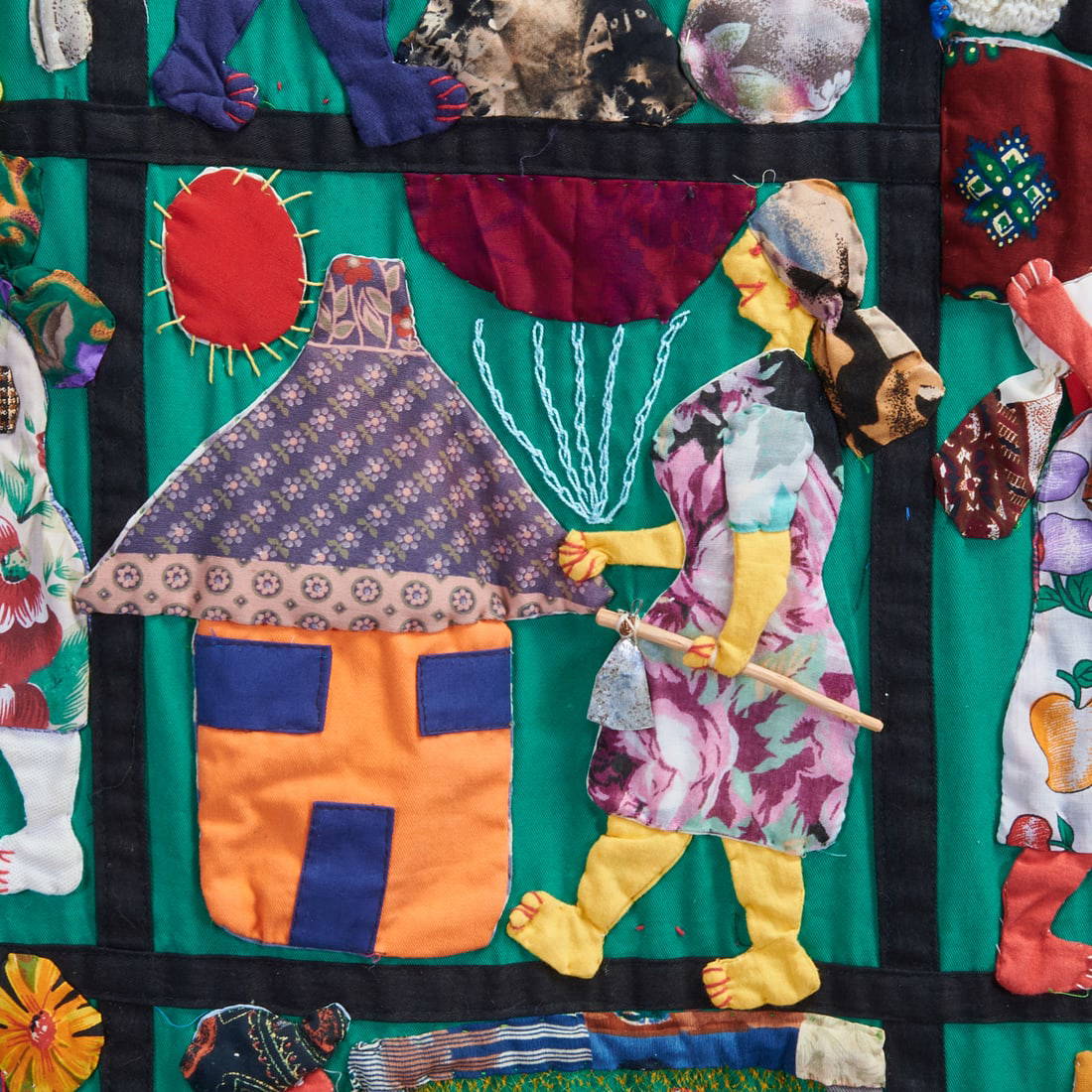 African American Applique Multi Media Narrative Quilt Auction