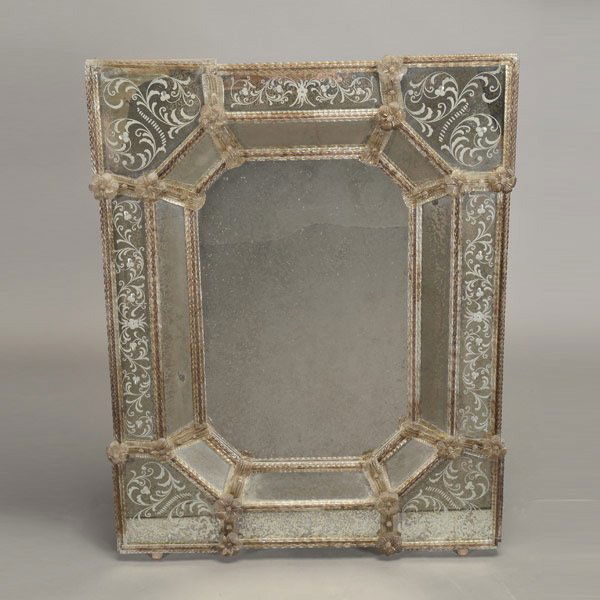 Venetian Chamfered and Paneled Wall Mirror
