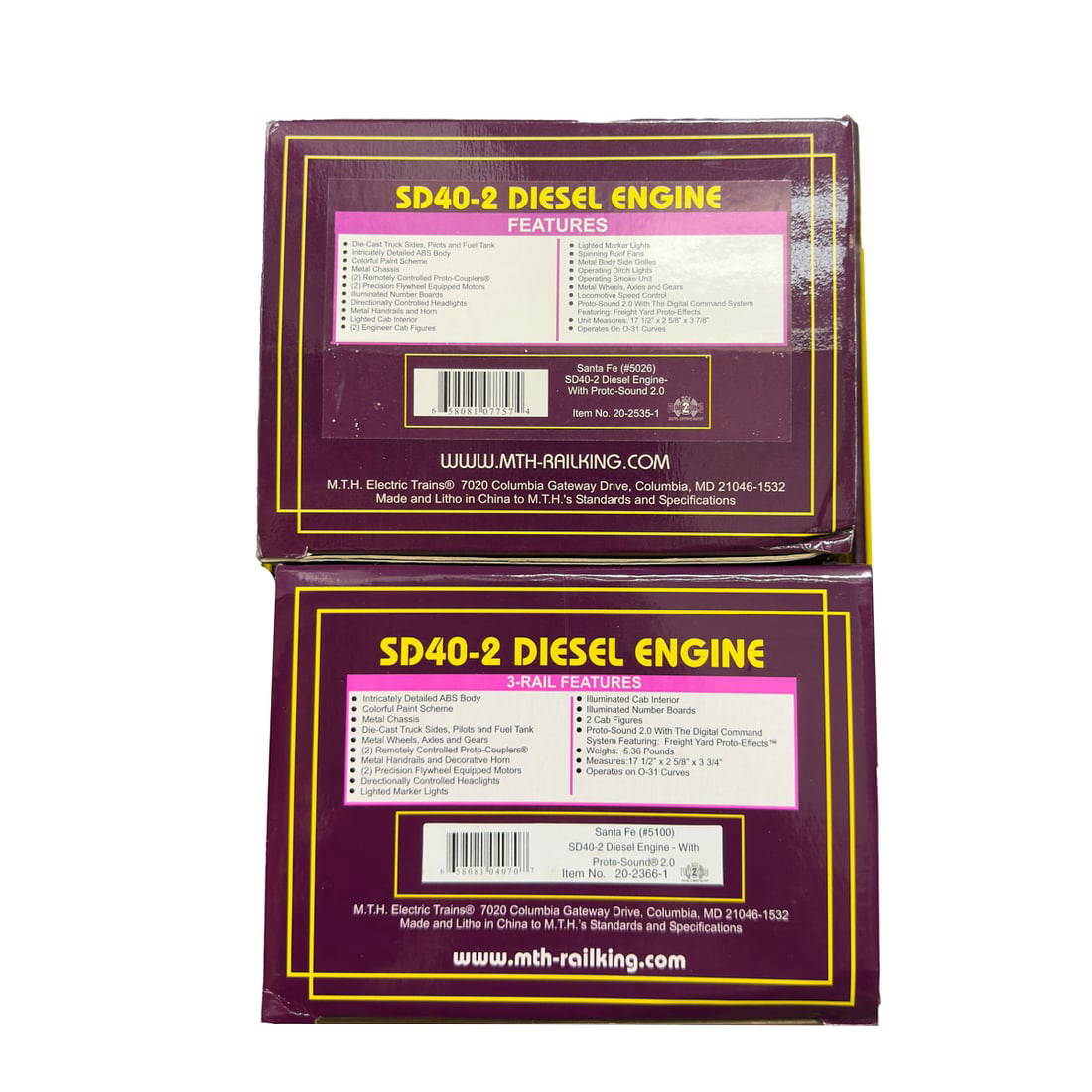 Mth 20-2366-1, Mth 20-2535-1 Sd40 Diesel Engines Auction