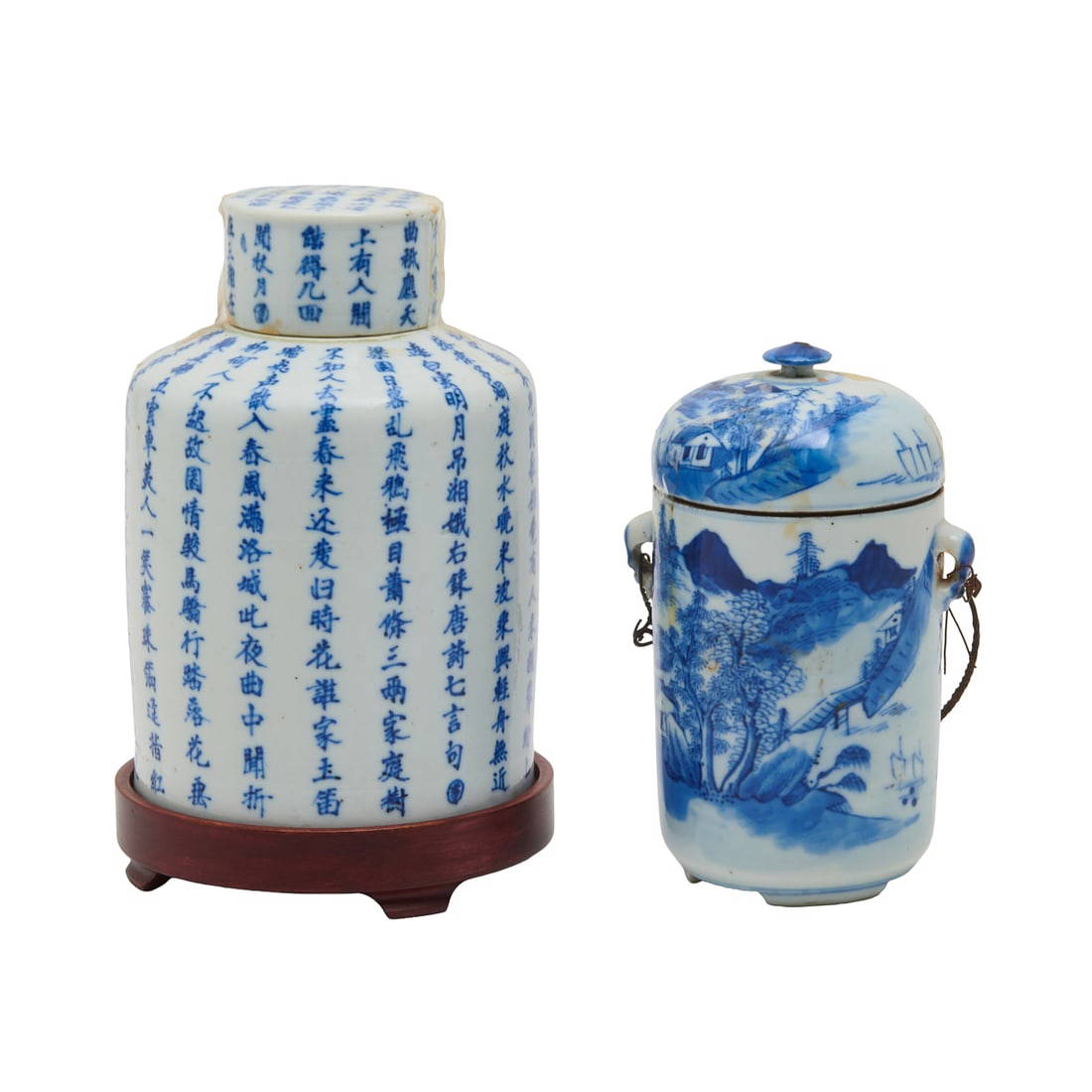 Two Chinese Blue And White Tea Caddies Auction