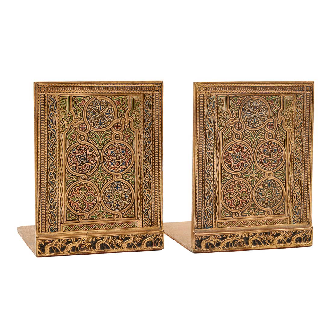 Pair Of Tiffany Studios Enameled Gilt Bronze Venetian Bookends Auction