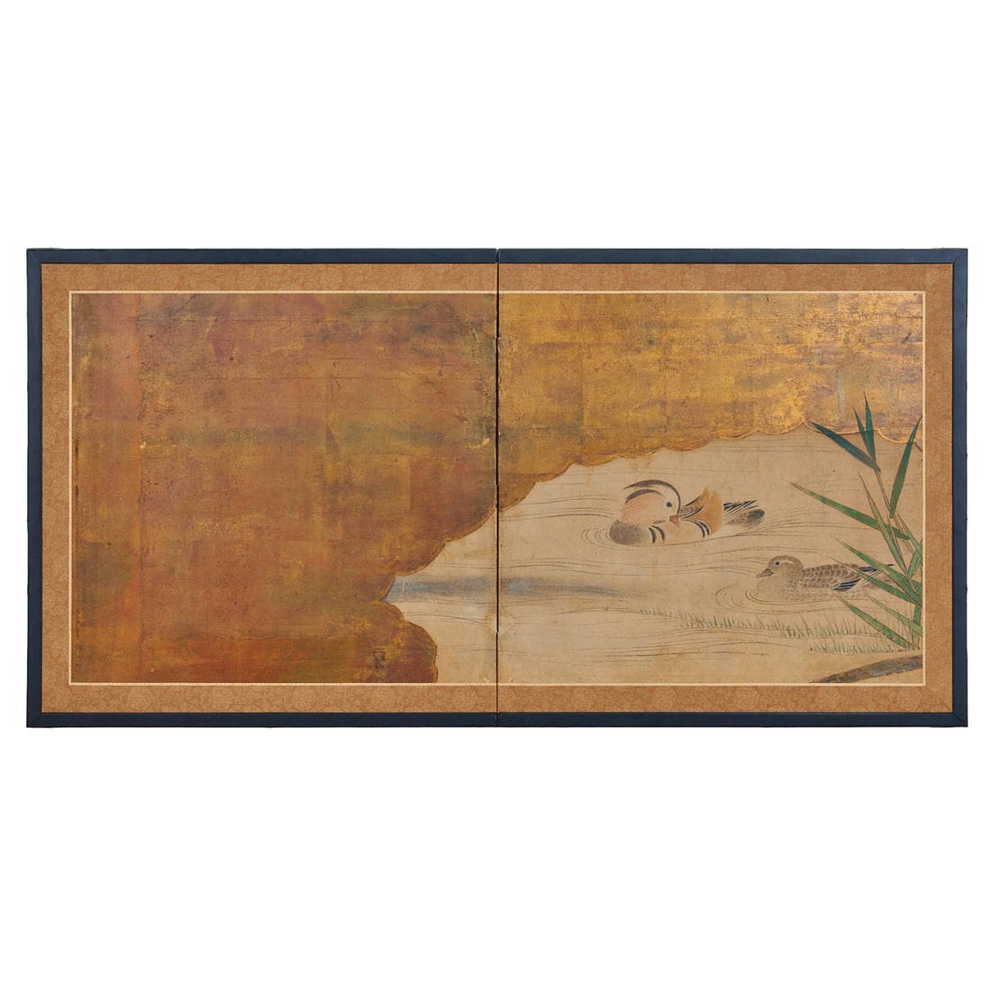 Japanese Two-panel Screen With Mandarin Ducks Auction