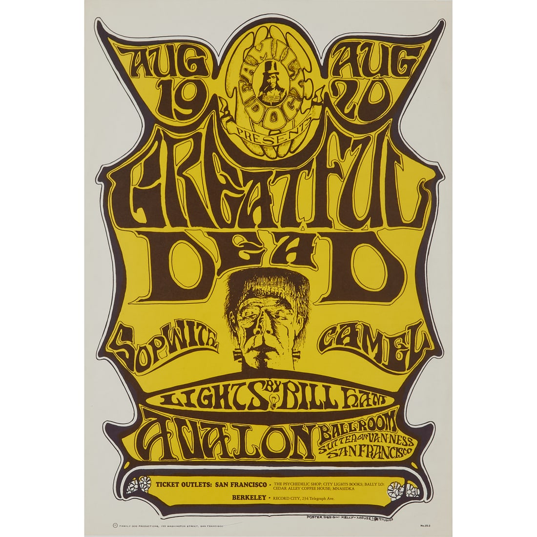 Framed 1966 Kelly Mouse "greatful" Dead Psychedelic Rock Poster Auction