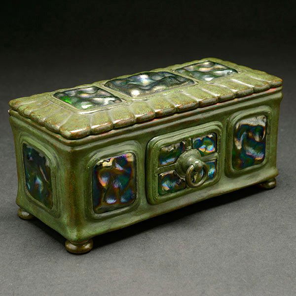 Tiffany Turtle Back Casket Inkwell.