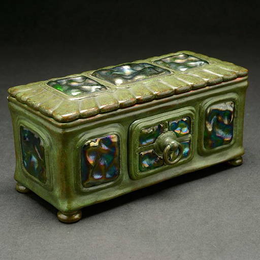 Tiffany Turtle Back Casket Inkwell.