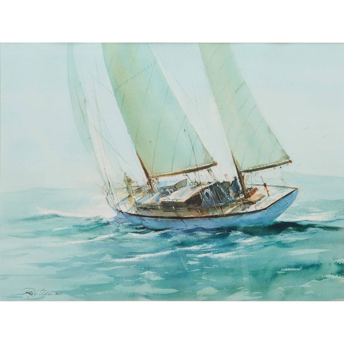 Ray George Ellis, Sailing On Starboard Tack, Watercolor Auction