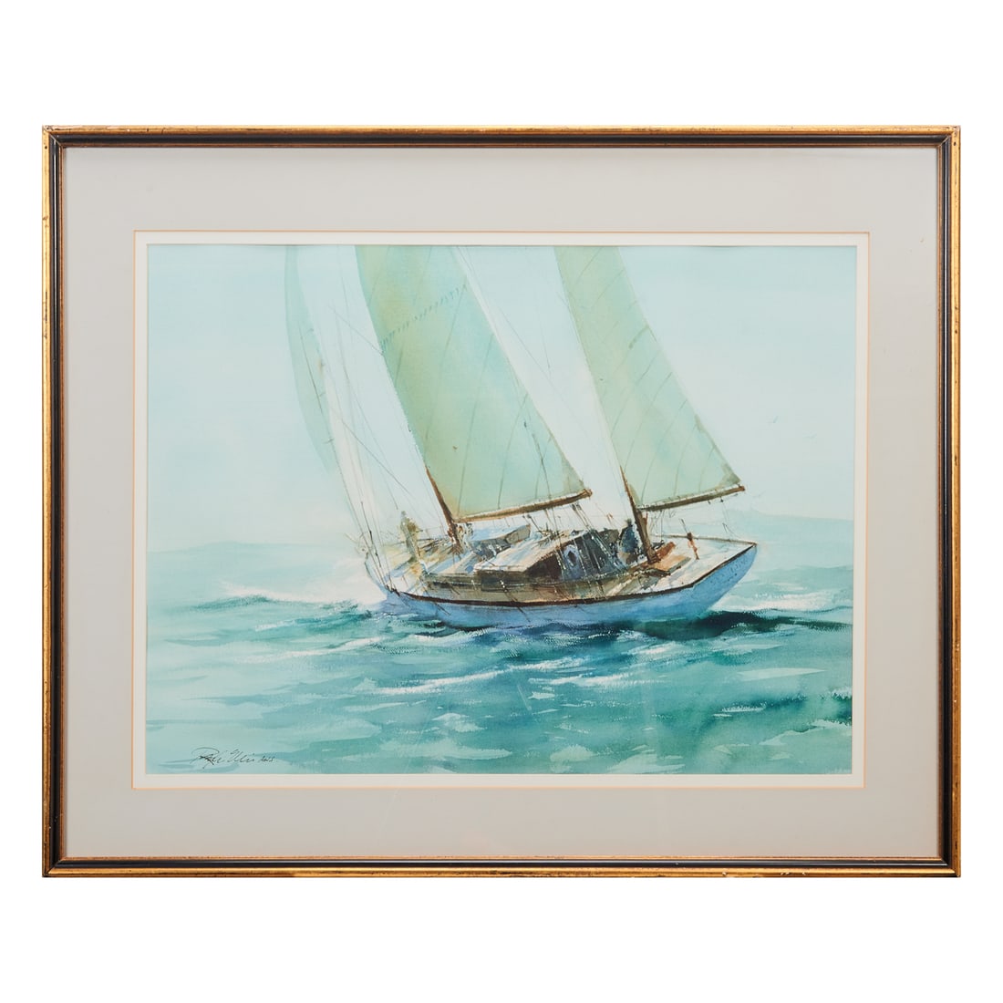 Ray George Ellis, Sailing On Starboard Tack, Watercolor Auction