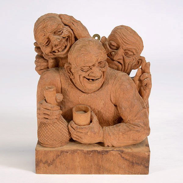 EMIL JANEL "The Drinker" Woodcarving - Jun 07, 2013 | Michaan's ...
