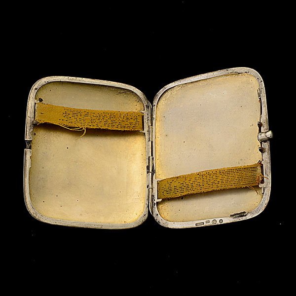 ENAMEL, STERLING SILVER BAT CIGARETTE BOX.