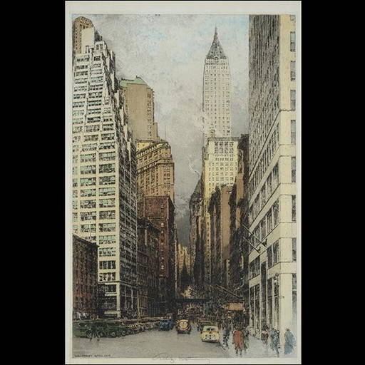 Luigi Kasimir "wall Street" Color Etching