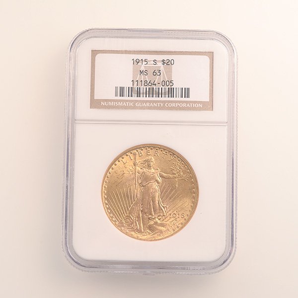 Us 1915 (s) $20.00 Saint Gaudens Ngc Ms63 Gold Coin.