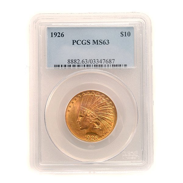 Us 1926 $10.00 Indian Head Pcgs Ms63 Gold Coin.