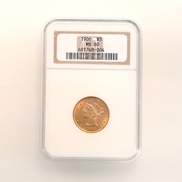 Us 1900 $5.00 Ngc Ms60 Liberty Head Gold Coin.