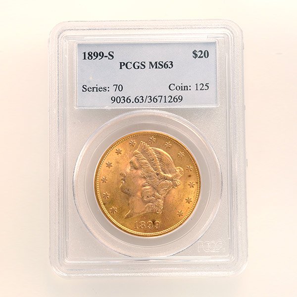 Us 1899 (s) $20.00 Pcgs Ms63 Gold Coin.