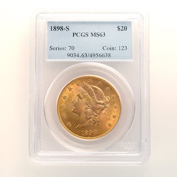Us 1898 (s) $20.00 Pcgs Ms63 Gold Coin.