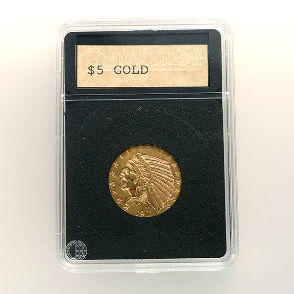 Us 1911 (s) $5.00 Indian Head Gold Coin.
