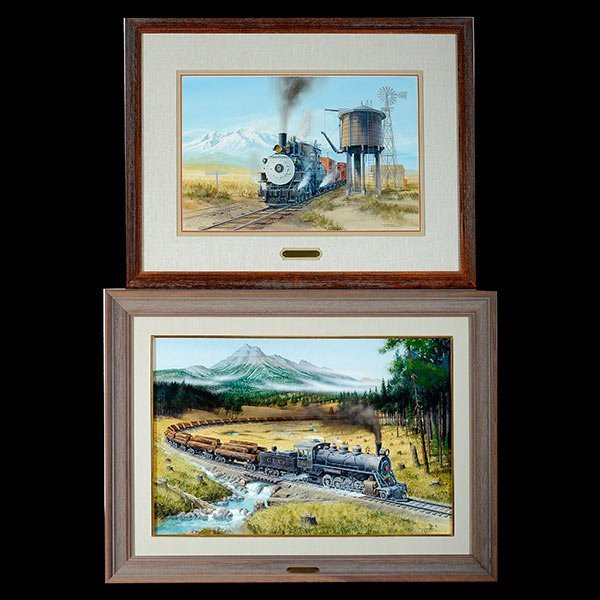 Frank Loudin, American Art, Two Railroad Watercolor