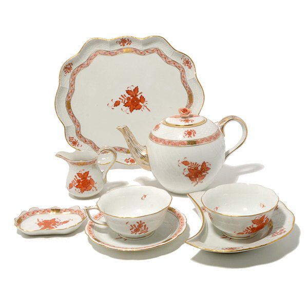 Herend Rust Chinese Bouquet Porcelain Tea Service