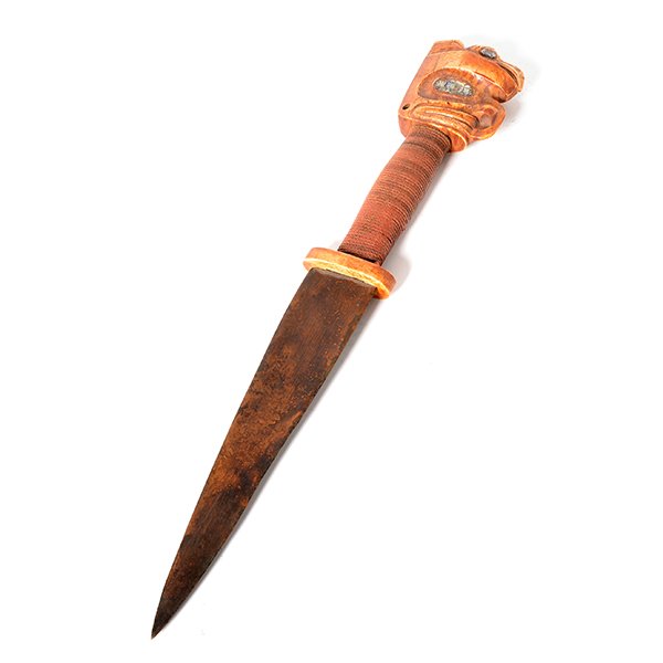 Northwest Coast Bone Carved Dagger with Mask Form