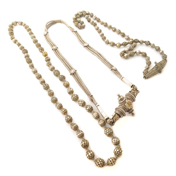 Collection of Three Ceylon Silver Necklaces.