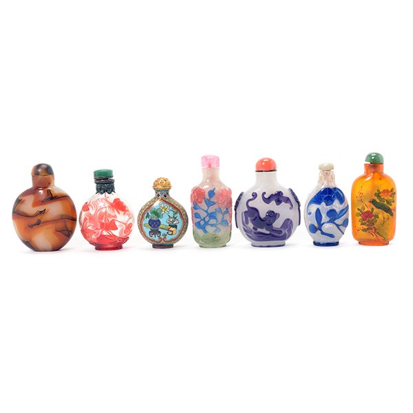 Seven Glass Snuff Bottles, Late 19th/Early 20th Century