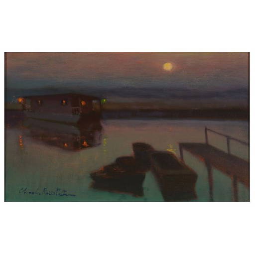 Charles Rollo Peters, Boats At Night Oil Cal Art