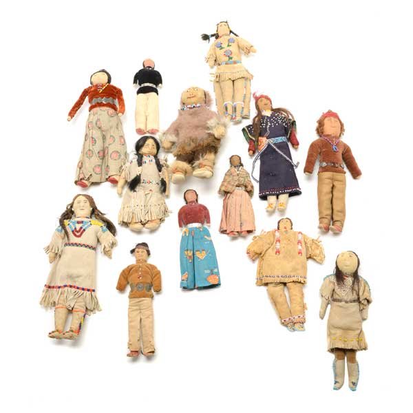 Collection Of Thirteen Native American Souvenir Dolls