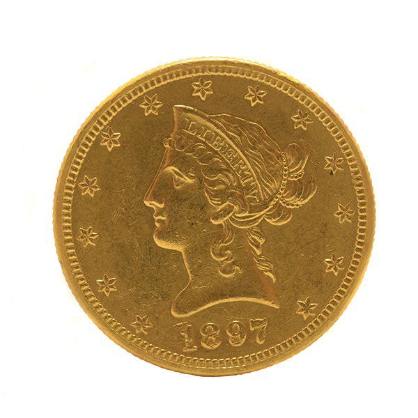 Us 1897 Us $10.00 Gold Coin Au Uncirculated Condition