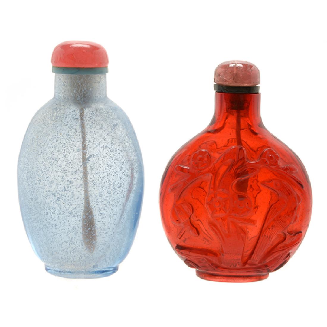 2 Monochromatic Glass Snuff Bottles, 19th C
