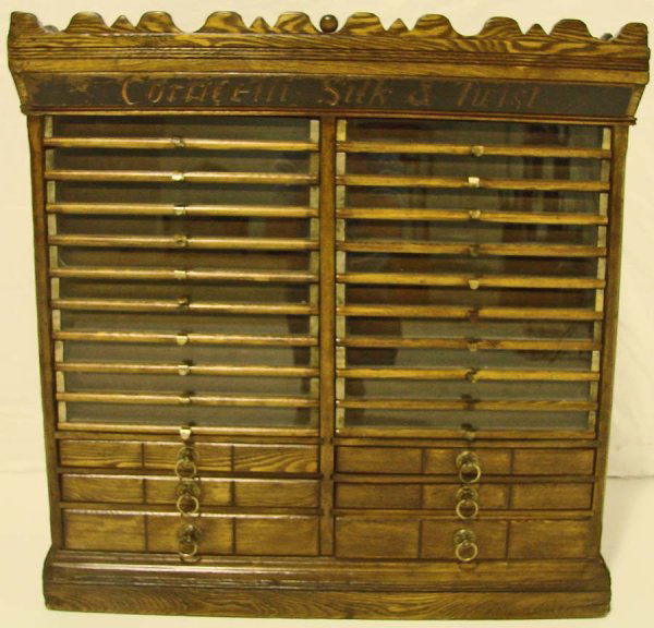 267: Antique Corticelli Silk & Twist Spool Cabinet Feat