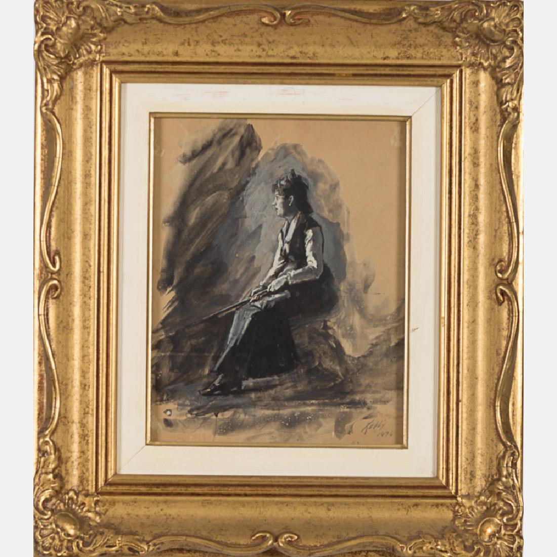 James Edward Kelly (1855 1933) Portrait Of A Seated