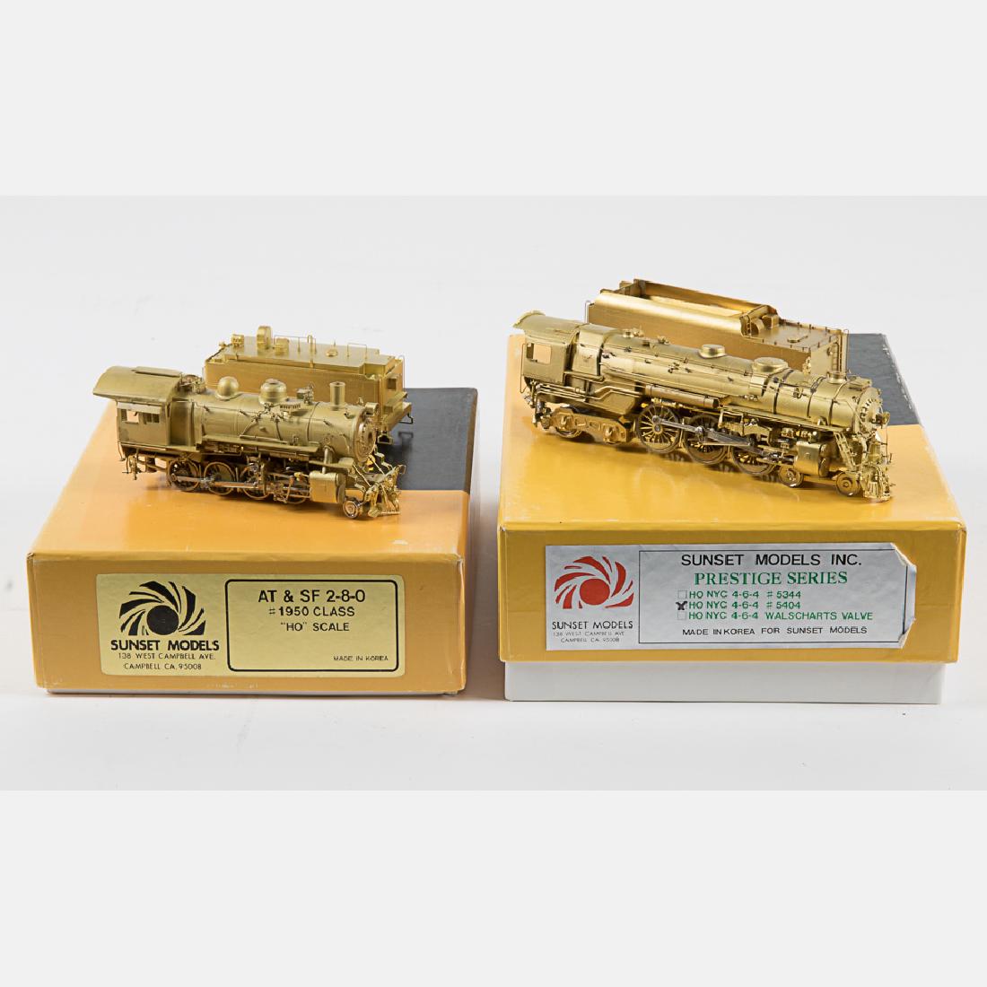 Two Sunset Models Brass Steam Engines, 20th Century,