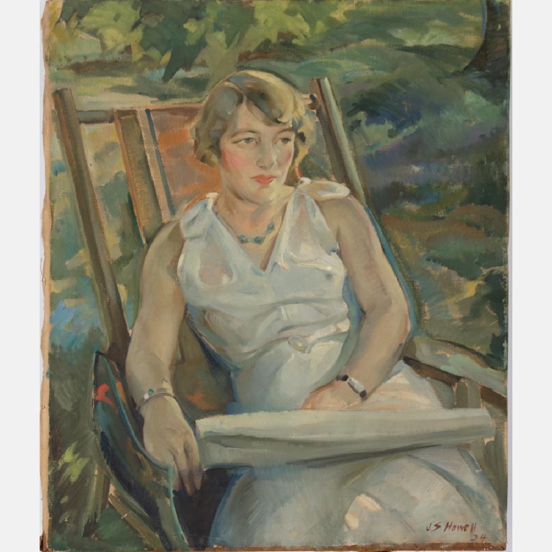 J.S. Howell (20th Century) Portrait of a Lady, Oil on