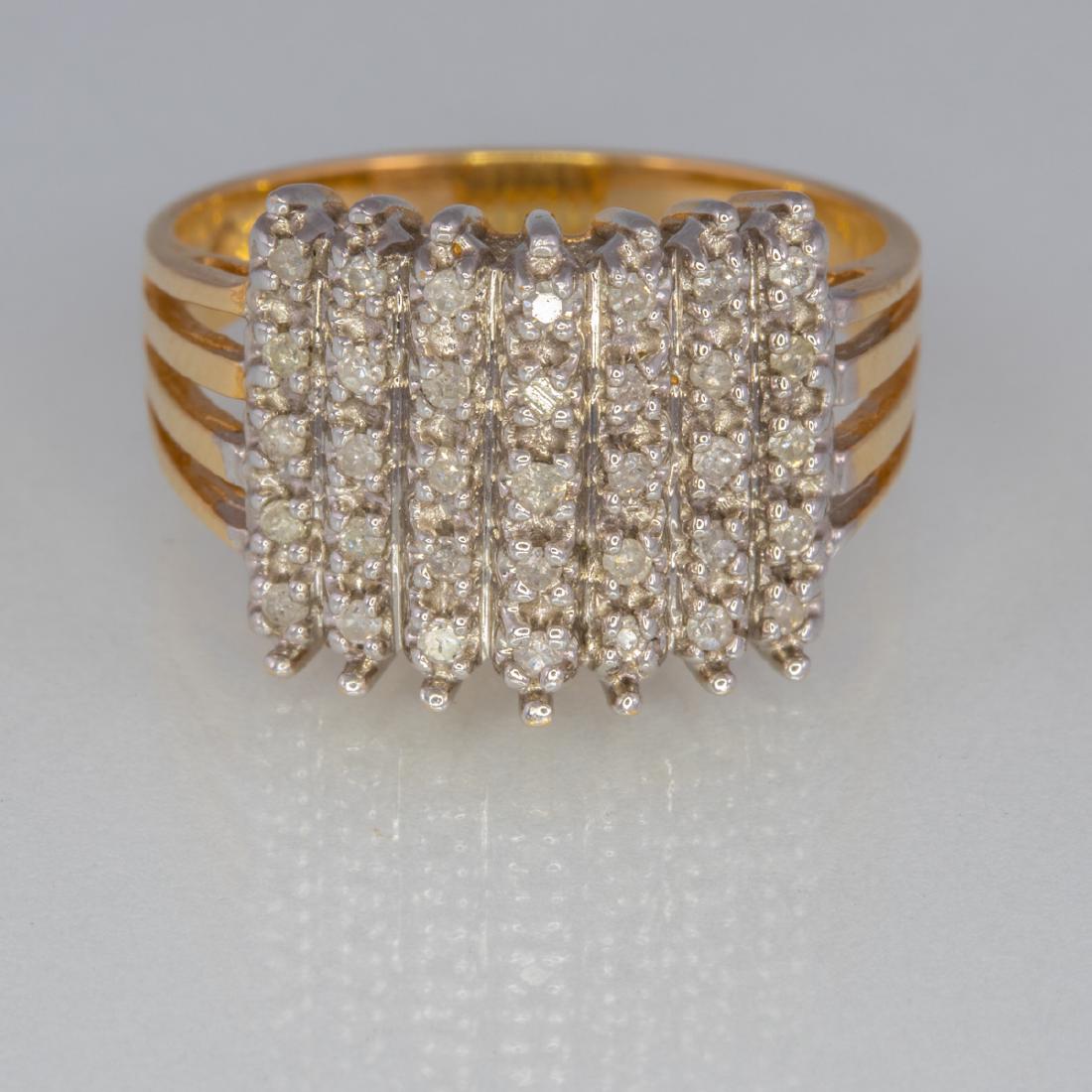A 14kt Yellow Gold and Diamond Melee Ring,