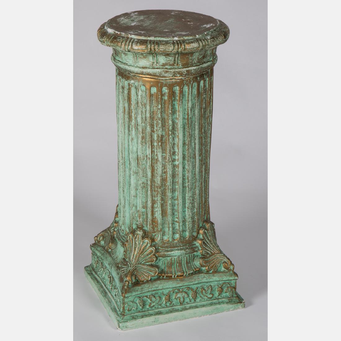 A Classical Style Painted and Gilt Plaster Column Form