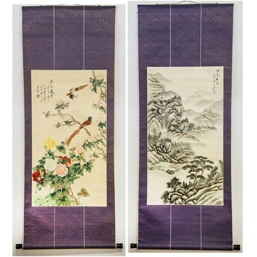 Two Chinese Painted Scrolls, 20th Century.