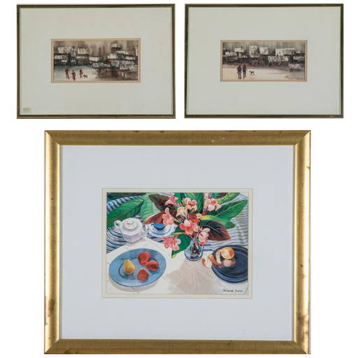 A Group Of Three Framed Watercolors By Jeanne Dunn And