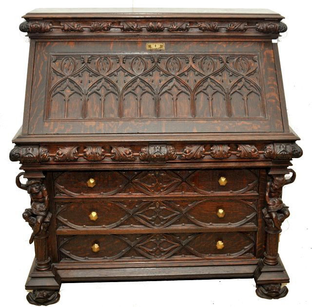 232: A Gothic Revival Carved Oak Slant Front Desk in th - Sep 27, 2011 ...