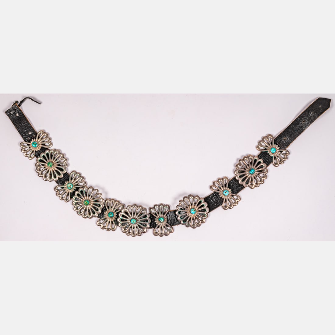 Vintage Navajo Sand Cast Silver And Turquoise Conch Belt Auction